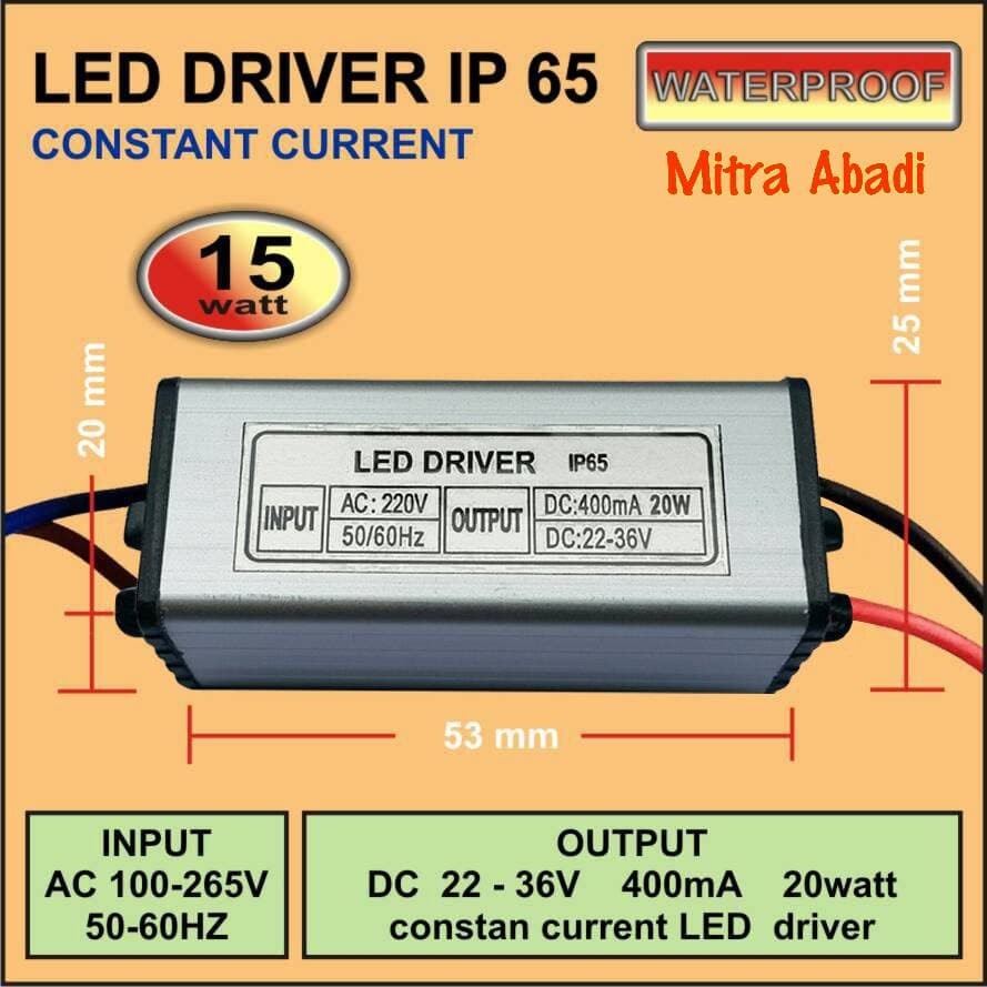 Jual LED Driver 20 Watt 400 mA Casing Besi WATERPROOF | Shopee Indonesia