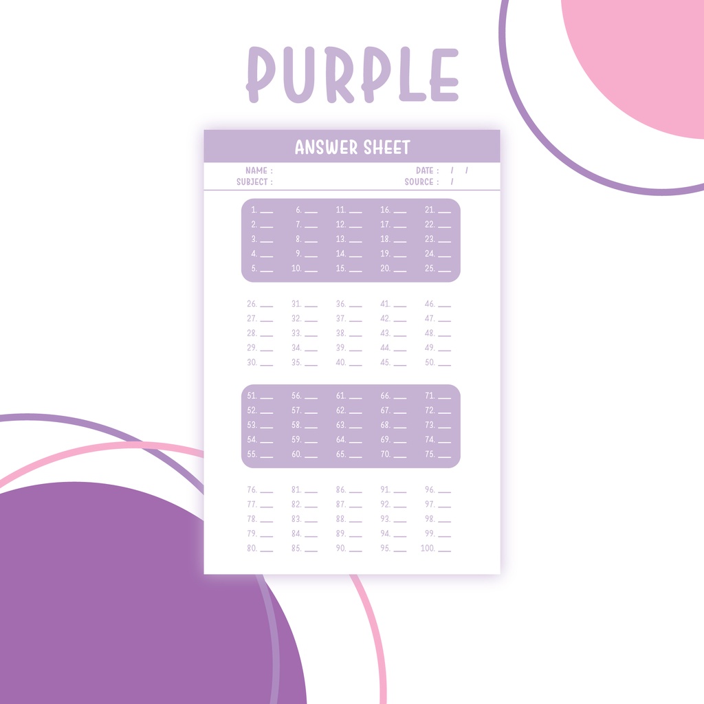 Jual Answer Sheet/100 Jawaban/evaluasi (Kertas Jawaban Untuk Latihan ...