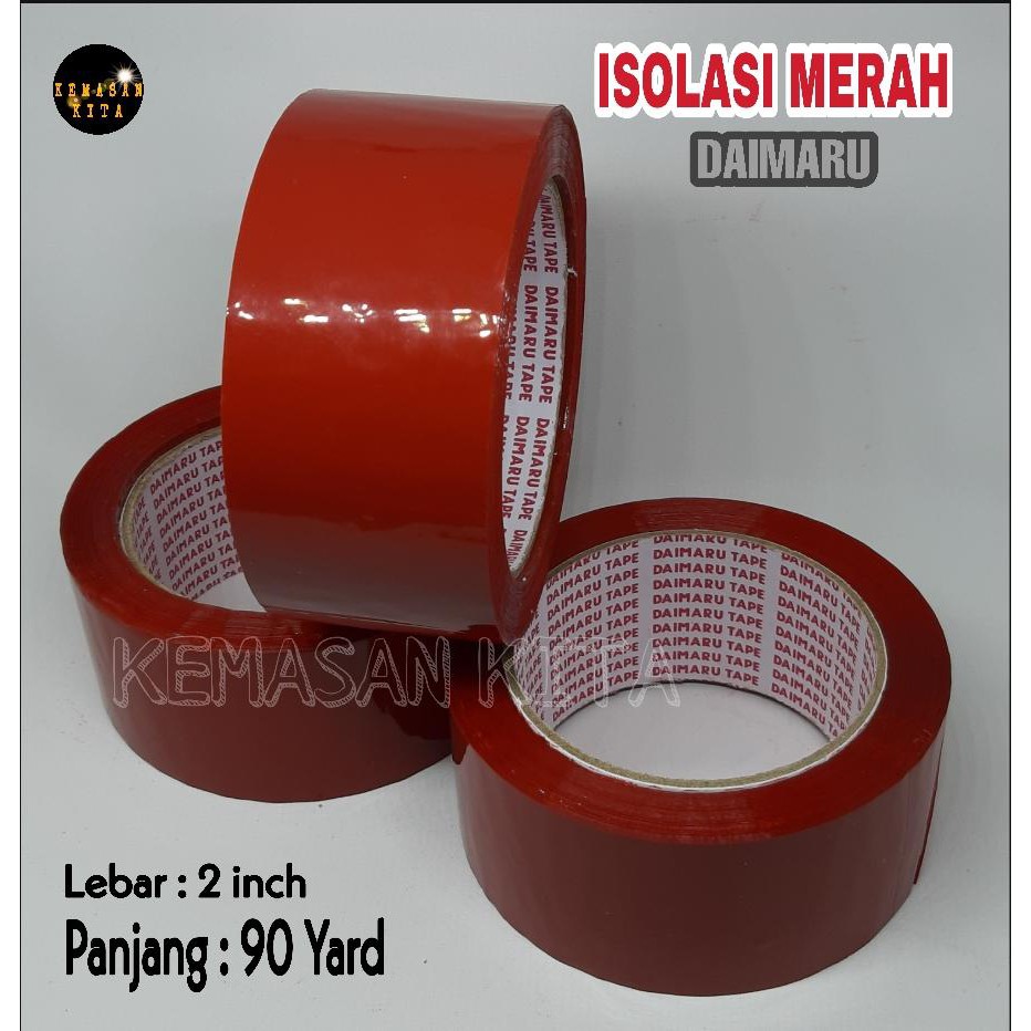 Jual SELOTIP / ISOLASI / LAKBAN DAIMARU WARNA MERAH PLASTIK OPP 90 yard | Shopee Indonesia