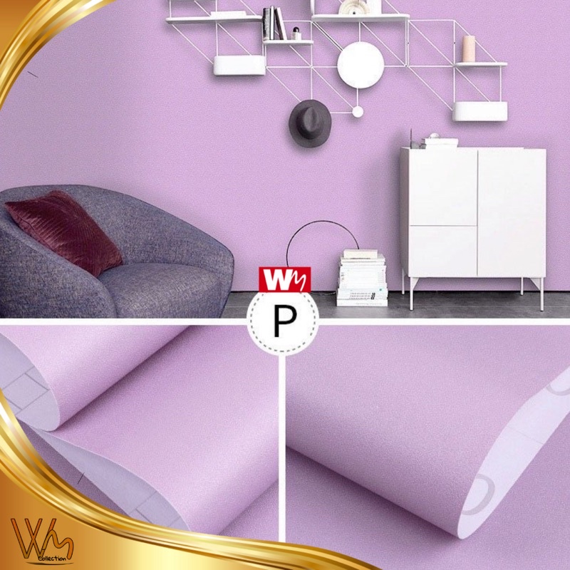 Jual Wallpaper Dinding Sticker Motif Polos Ungu 45cm x 5m Wallsticker ...