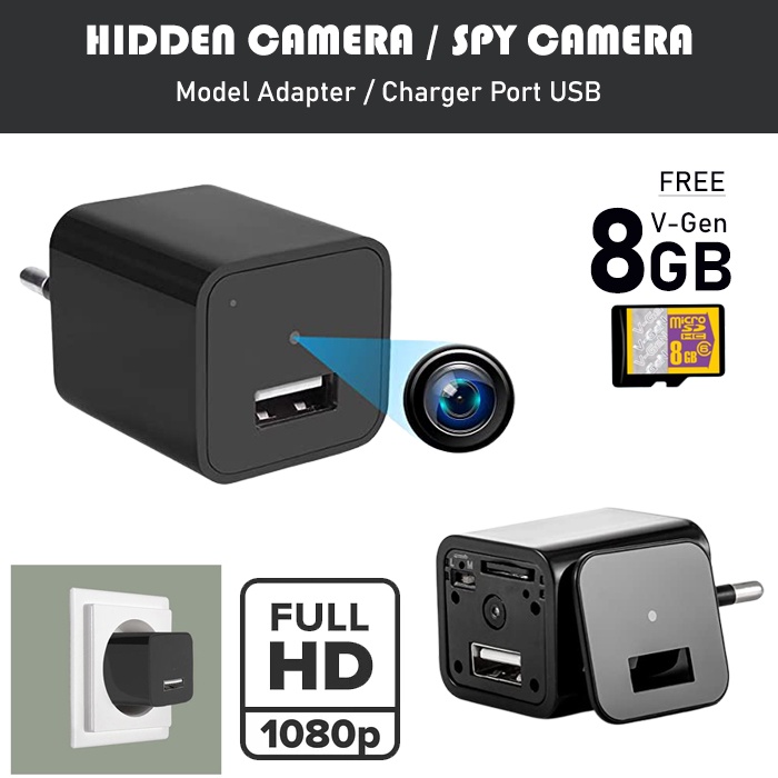 Jual Spy Camera USB Charger Adaptor HD Free Memory V-gen 8GB - Hidden ...