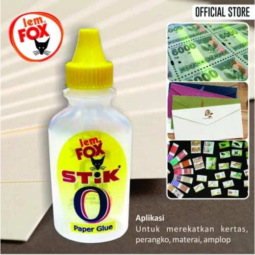 Jual FOX Lem Cair Stik O Botol 60 Gram Original / Lem Kertas / Lem ...