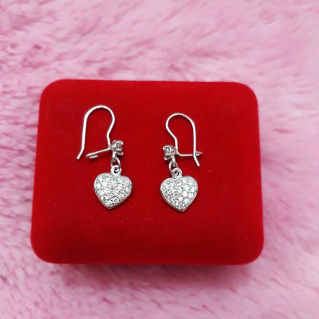 Jual ANTING LOVE PERAK 925 LAPIS EMAS PUTIH / PERHIASAN SILVER / ANTING ...