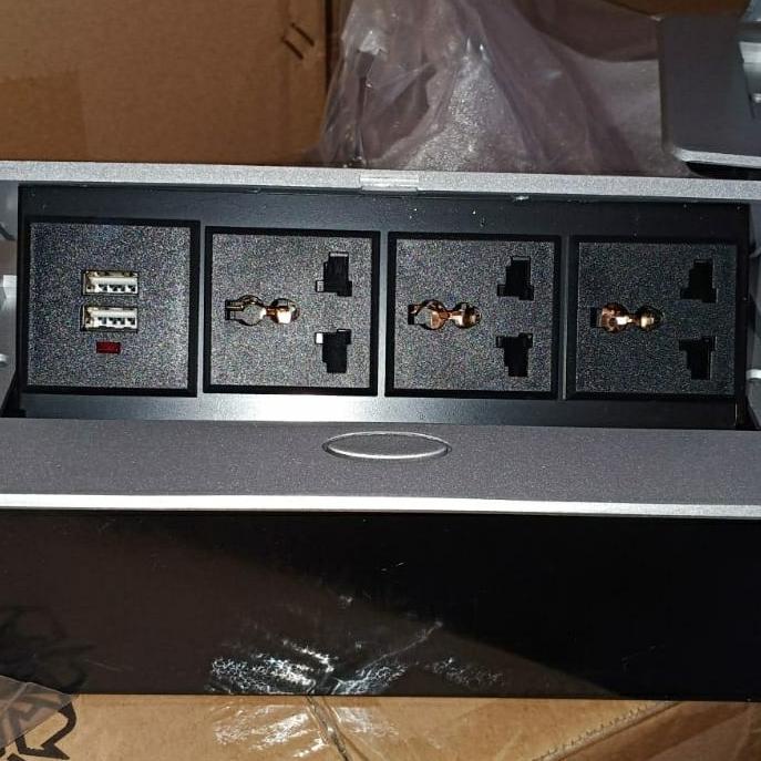 Jual Stop Kontak Meja Lantai Tanam 3 colokan Power dan 2 Socket USB ...