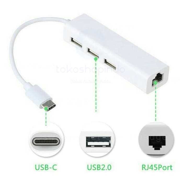Jual USB Type-C Lan Adapter with 3 Port USB Hub | Shopee Indonesia