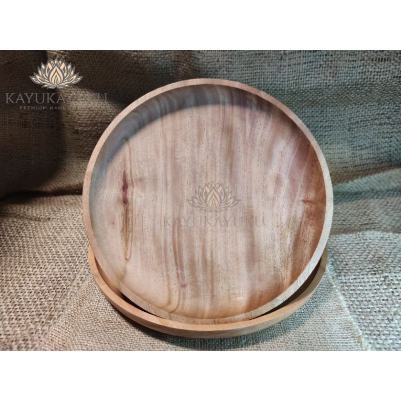 Jual Piring Liuk Kayu Mahoni 35 Cm Super Premium | Shopee Indonesia
