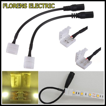 Jual 10mm 2pin cable DC Female Connector Adapter For SMD 5050 LED Strip ...