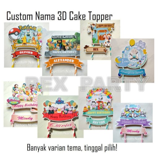 Jual Cake Topper Custom Nama/Custom Nama Topper 3D/Custom Name 3D Cake ...