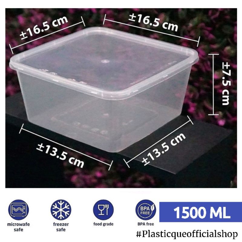 Jual THINWALL 1500ML 1500 ML ISI 25PCS 25 PCS SQUARE SQ KOTAK MAKAN ...