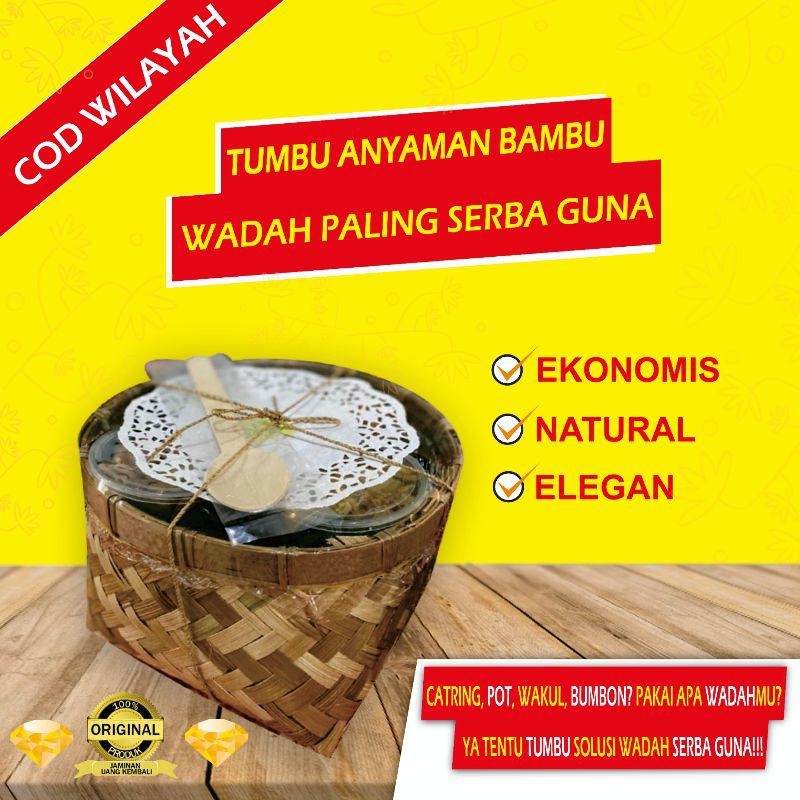 Jual anyaman shop tumbu anyaman bambu ukuran 14x14cm wadah makanan ...
