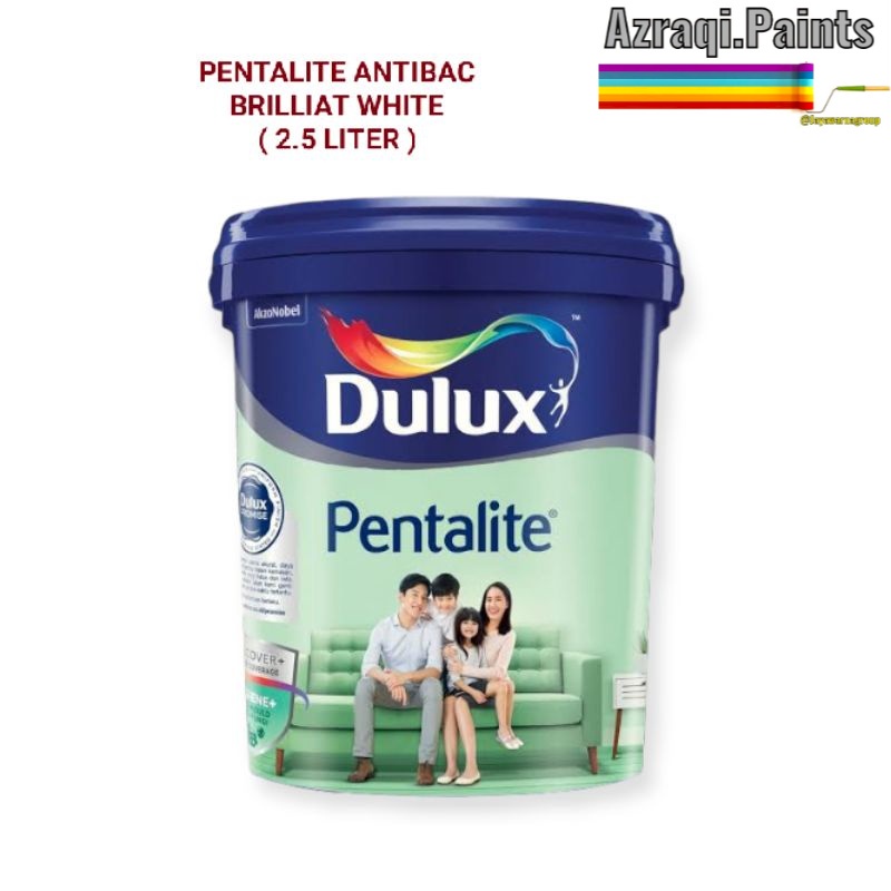 Jual CAT TEMBOK DULUX PENTALITE ANTIBAC BRILLIANT WHITE 2290 ( 2.5 LITER ) | Shopee Indonesia