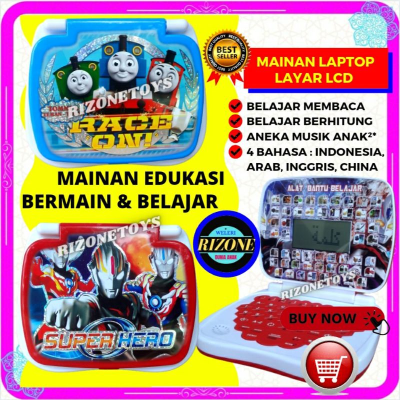 Jual Mainan Maenan Anak Edukasi Laptop 4 Bahasa Leptop 4in1 Layar LCD ...