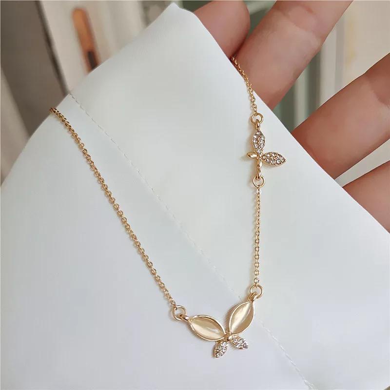 Jual KA562 Kalung kalong necklace cewek girl perempuan Wanita Two Clear Crystal kupu kupu ...