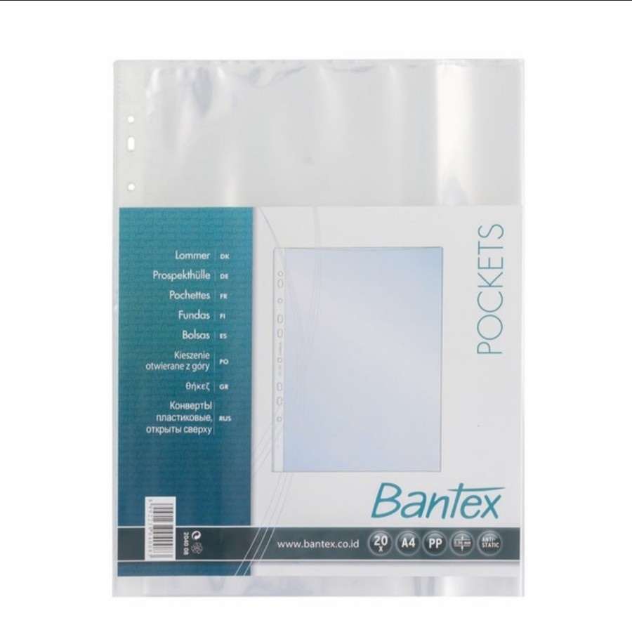 Jual PP Pocket / Sheet Protector A4 BANTEX 8040 Bening Plastik Ordner ...