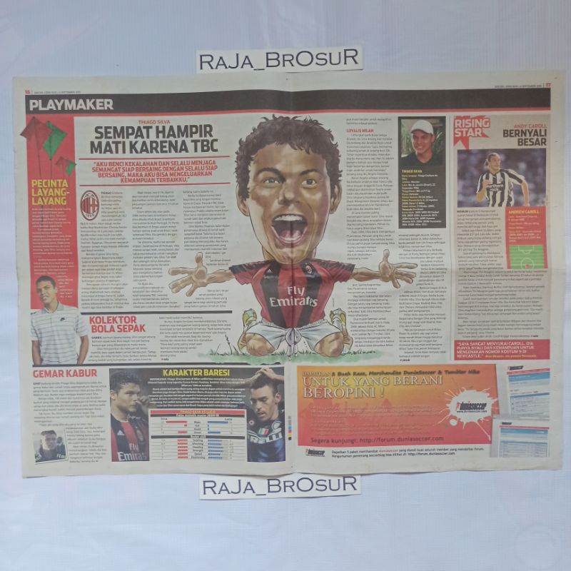 Jual Rubrik koran soccer playmaker Thiago Silva ACM | Shopee Indonesia