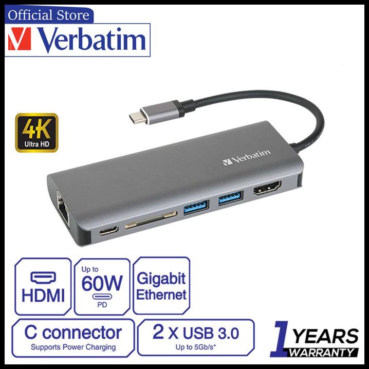 Jual Verbatim Type C Hub With Ethernet #65628 | Shopee Indonesia