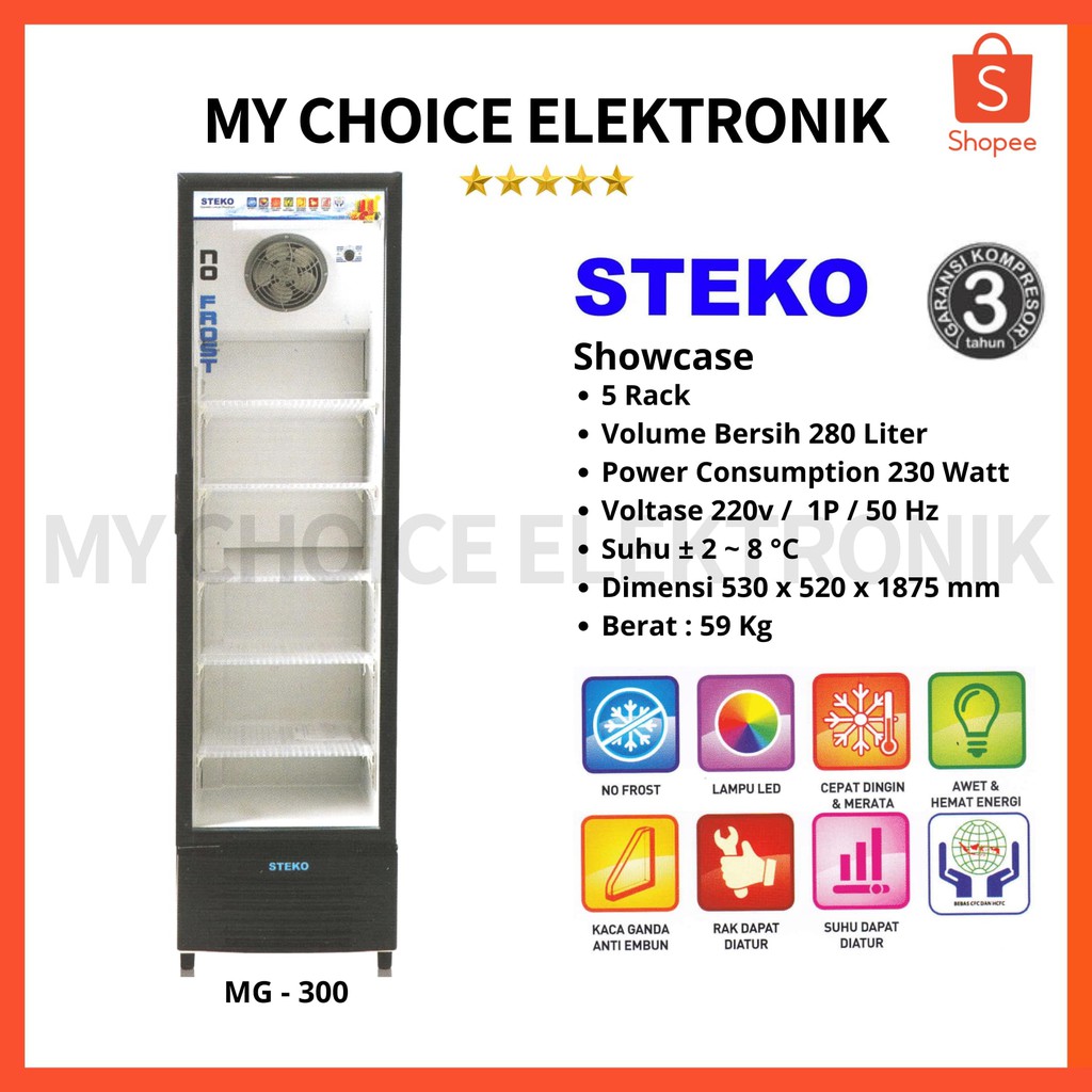 Jual STEKO Showcase MG-300 (280 L) - No Frost | Shopee Indonesia