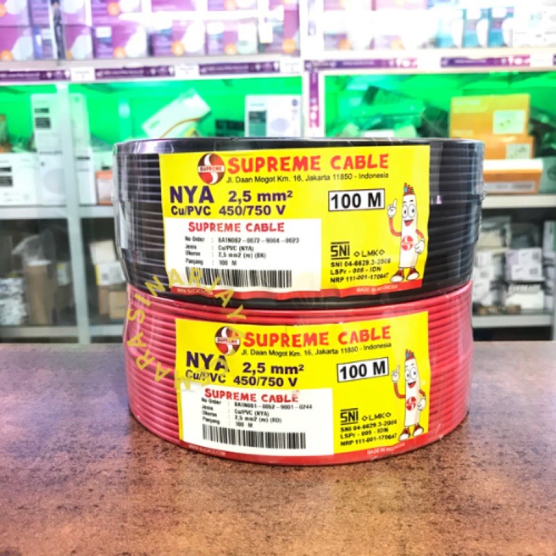 Jual Kabel Listrik Tunggal NYA 2.5mm Supreme Cable 100 Meter | Shopee ...