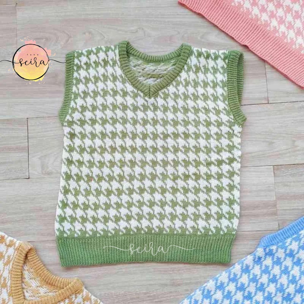 Jual [BISA COD] Jennie Vest Rajut / Houndstooth Vest / Rompi Korea ...