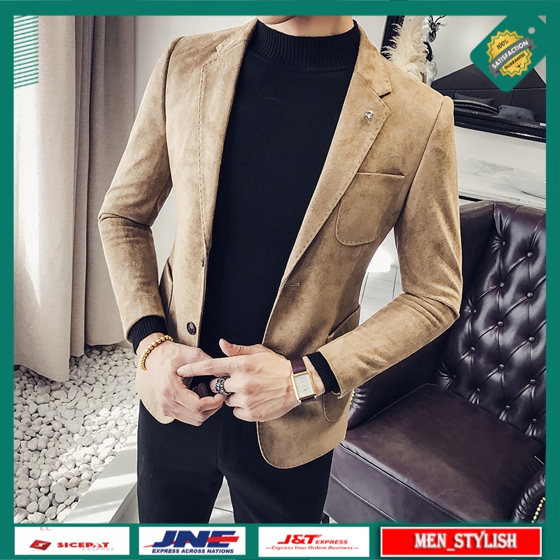 Jual Blazer Pria Casual Premium Deerskin Leather Jacket Blazer ...