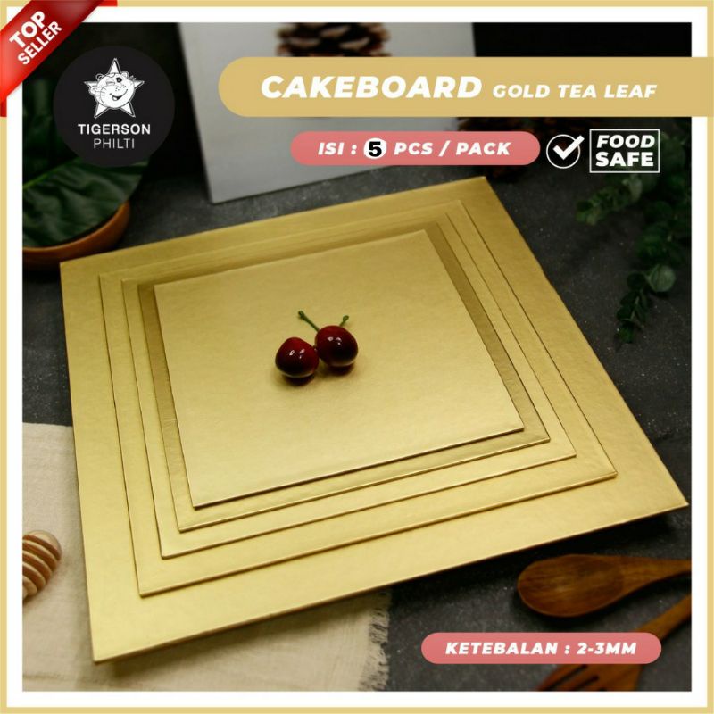 Jual Tatakan Kue || Cake Board Gold Tema Leaf || Tigerson Philty ...
