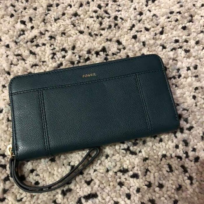 Jual Dompet Fossil Jori Zip Clutch Indian Teal Green Long Wallet ...