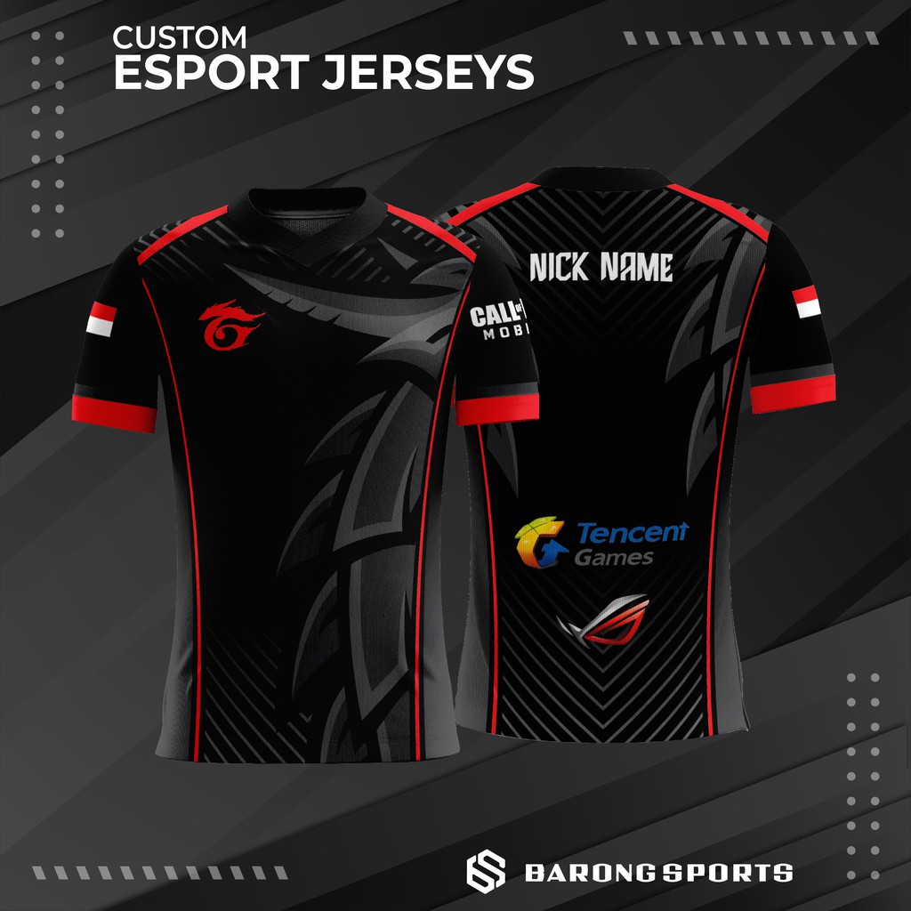 Jual Baju Gaming Esport Custom Full Printing bisa pakai desain dan Logo ...