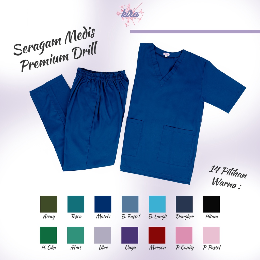 Jual SET V NECK Lengan Pendek - Scrub Baju Celana Jaga Oka OK Malam ...