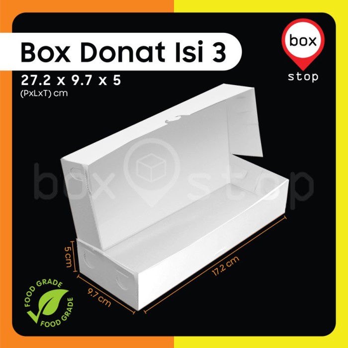 Jual Box Donat - Kotak Donat - Dus Donat Donut - PUTIH- Isi 3 (30 pcs ...