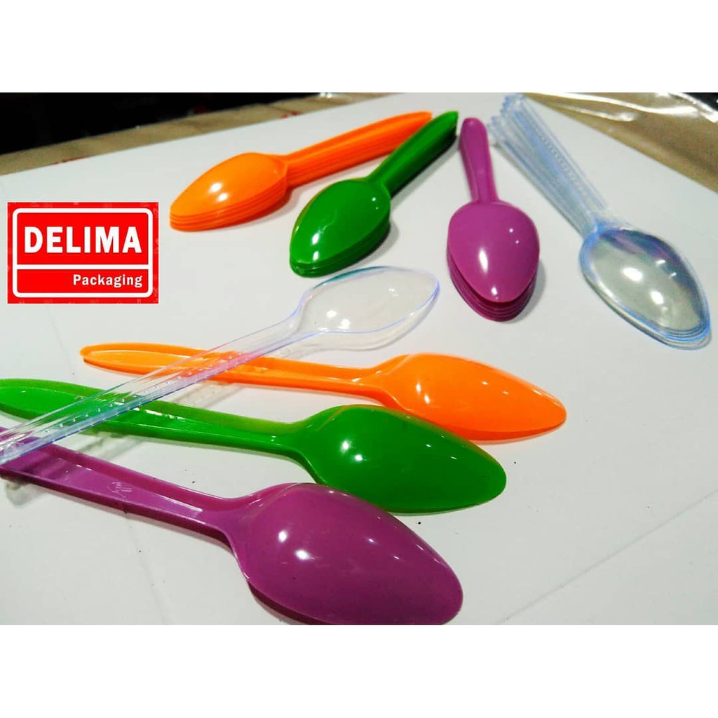 Jual 100 PCS SENDOK TEH WARNA PLASTIK atau SENDOK PUDING | Shopee Indonesia