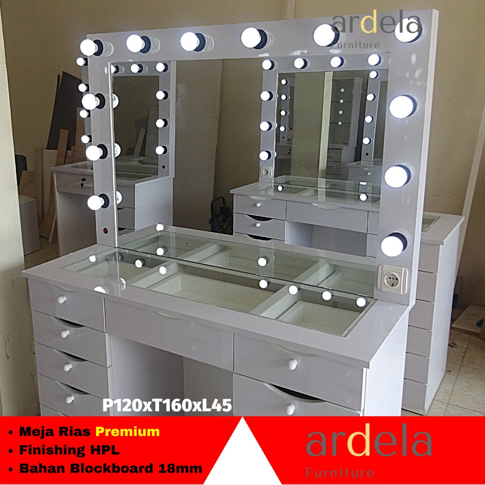 Jual Meja Rias Vanity Mirror Meja Makeup Premium Bahan Kayu Plywood ...