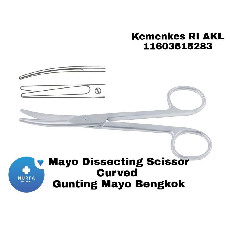 Jual Mayo Dissecting Scissor Curved / Gunting Mayo Bengkok | Shopee ...