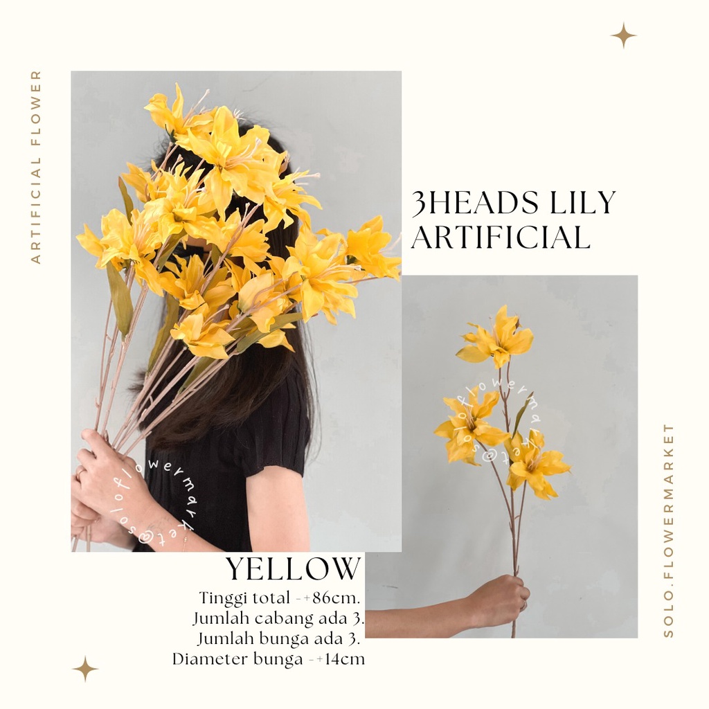 Jual 3 HEADS LILY X3 Bunga Tiger Lily Latex 1Kuntum 2Biji Putik Daun ...