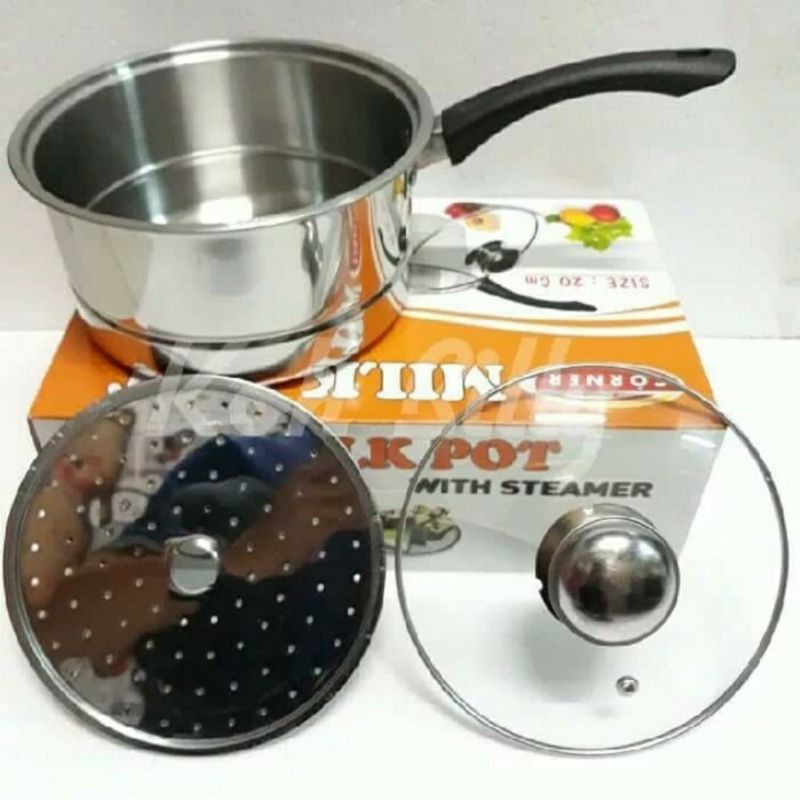 Jual Panci Susu Panci Gagang Milk Pot Wit Steamer Corned 20cm | Shopee Indonesia