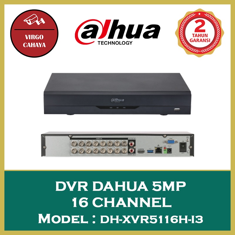 Jual DVR CCTV 16CHANEL DAHUA 5MP DH-XVR5116H-I3 GARANSI RESMI 2TAHUN BISA SUPPORT SEMUA CCTV ...