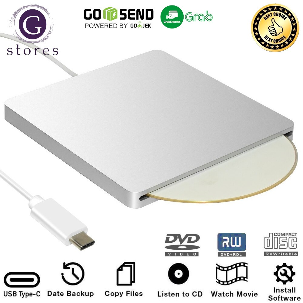 Jual Super Slim Eksternal DVD RW USB Type C CD/DVD ROM DVD RW External ...