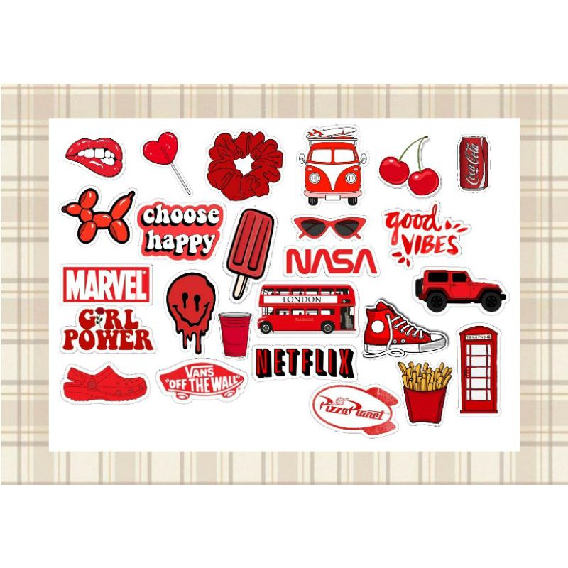 Jual RED AESTHETIC STICKER (25 PCS) | Shopee Indonesia