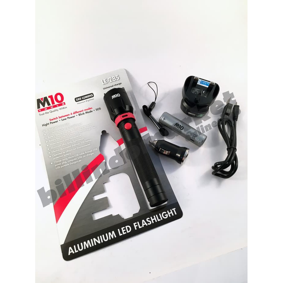 Jual Senter LED M10 LE-285 280 Lumens Rechargeable Universal Charge ...