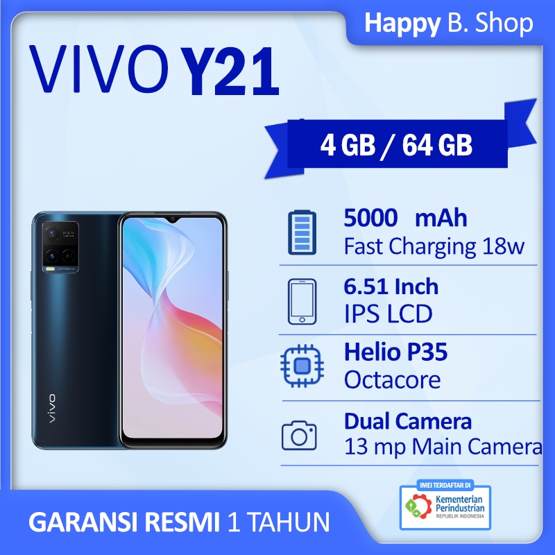 Jual Vivo Y21 Y21A 4/64 Garansi Resmi Vivo Indonesia | Shopee Indonesia