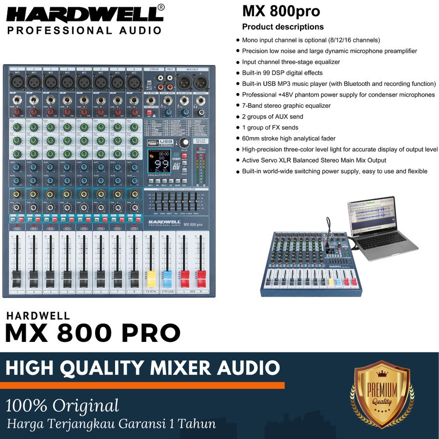 Jual Mixer Hardwell MX 800 Pro MX800 Pro Mixer Audio 8 Channel Original ...