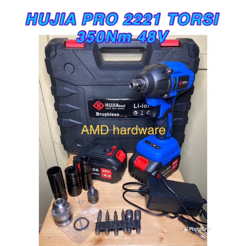 Jual HUJIA PRO-2221 350Nm CORDLESS IMPACT WRENCH BATERAI 48V DRIVER ...