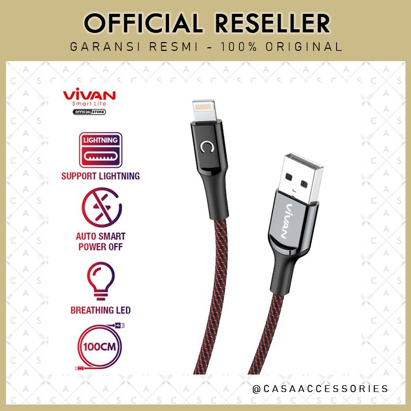 Jual Vivan VZL100 Lightning Kabel Data Cable Auto Smart Power Off ...