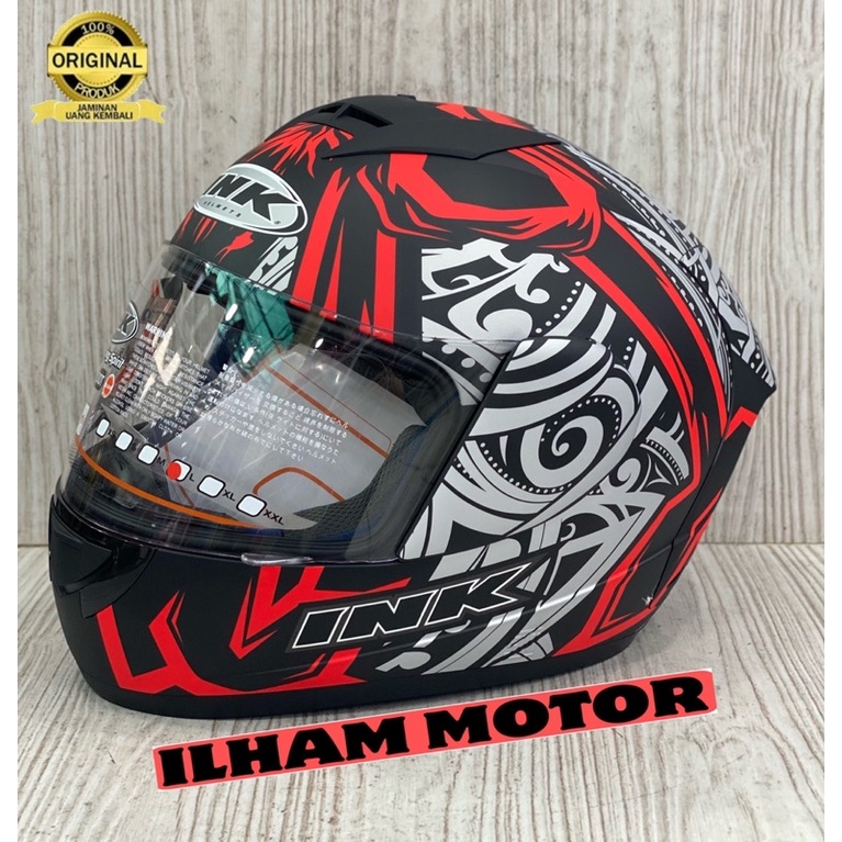 Jual Helm INK CL MAX MOTIF 8 Black Red Doff | Shopee Indonesia