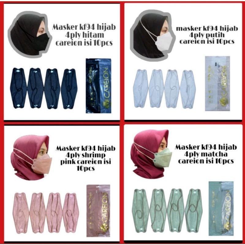 Jual Masker Hijab Kf94 Careion 1 Pack isi 10 Pcs | Shopee Indonesia