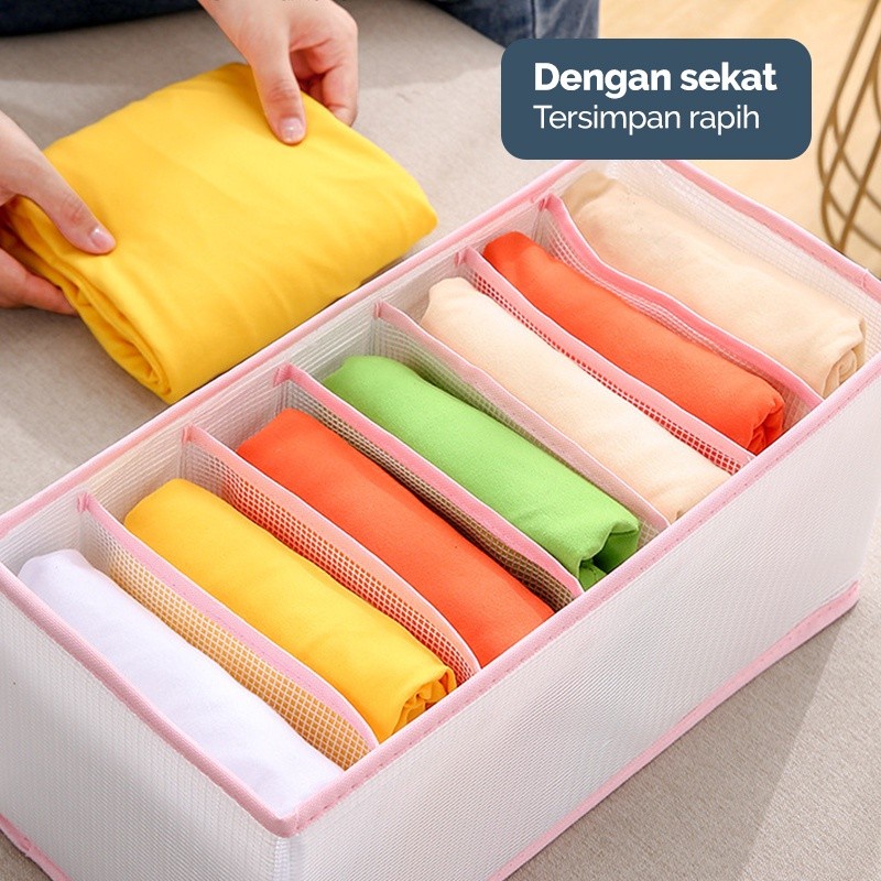 Jual Kotak Penyimpanan Baju Kotak Sekat Storage Box Simpan Baju Celana ...