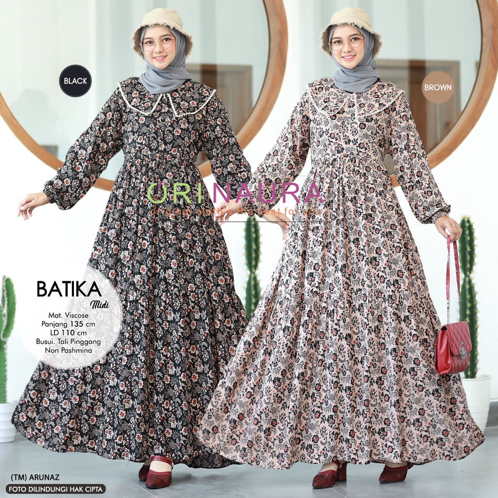 Jual BATIKA MIDI Dress Muslim Viscouse Dress Kondangan Original Produk By Orinaura | Shopee ...