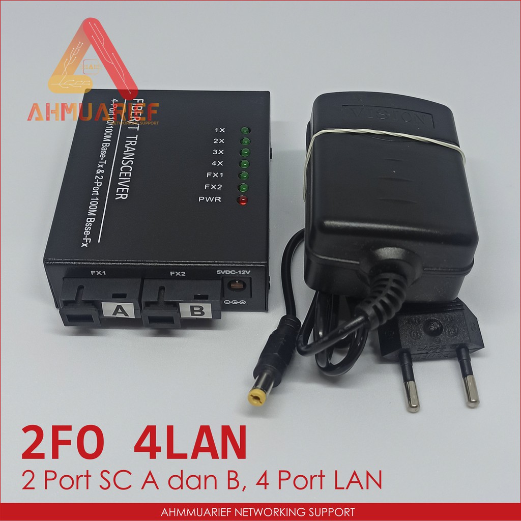 Jual MEDIA CONVERTER FIBER SWITCH 2 PORT FO SC AB 4 PORT LAN RJ45 2SC 4RJ45 FIBER OPTIK 2FO 2 FO ...