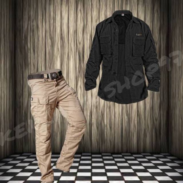 Jual Baju setelan kemeja 511 celana tactical celana outdoor celana pdl lapangan | Shopee Indonesia