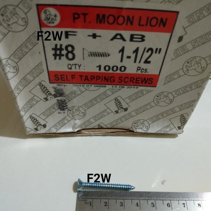 Jual SEKRUP TAPPING FAB 8X1-1/2" MOON LION SKRUP TAPPING SCREW FH 4CM | Shopee Indonesia