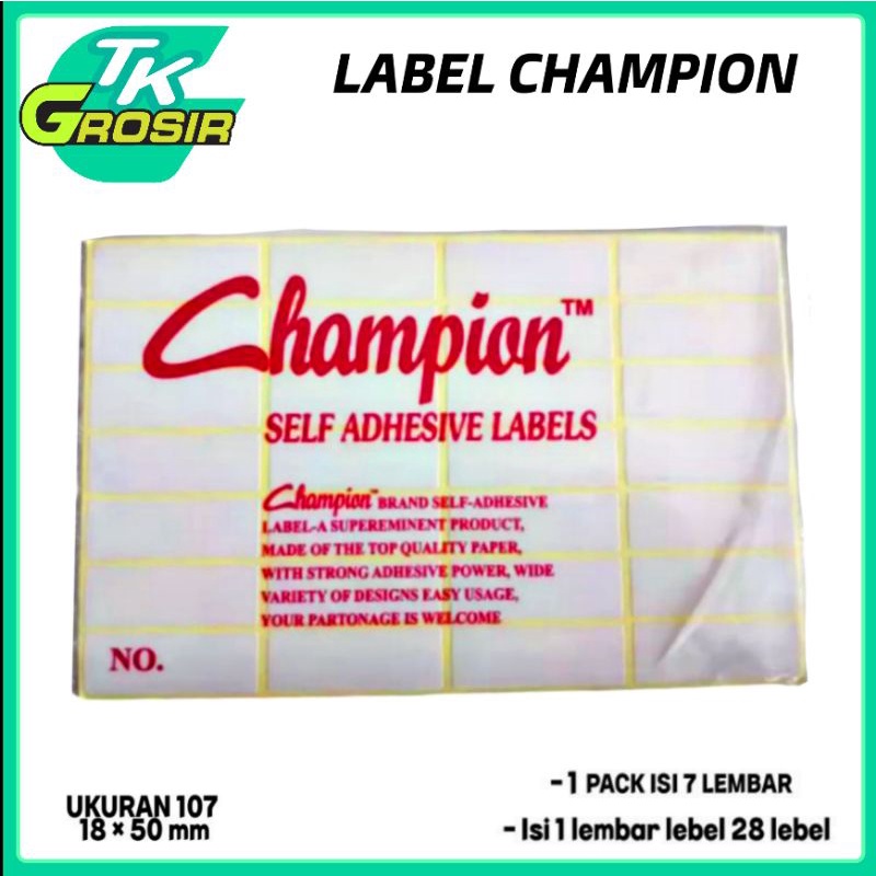 Jual LABEL CHAMPION-LABEL TEMPEL CHAMPION | Shopee Indonesia